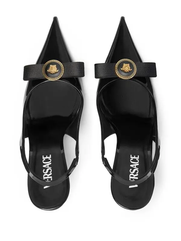 Versace 110mm Leather Pumps - Black