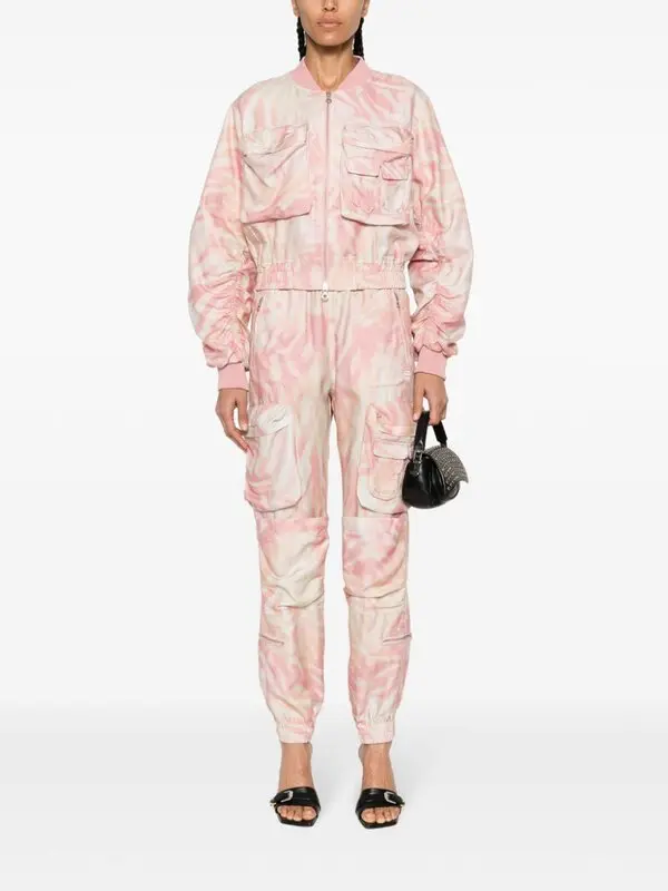DIESEL® Abstract-print Cropped Bomber Jacket - Pink