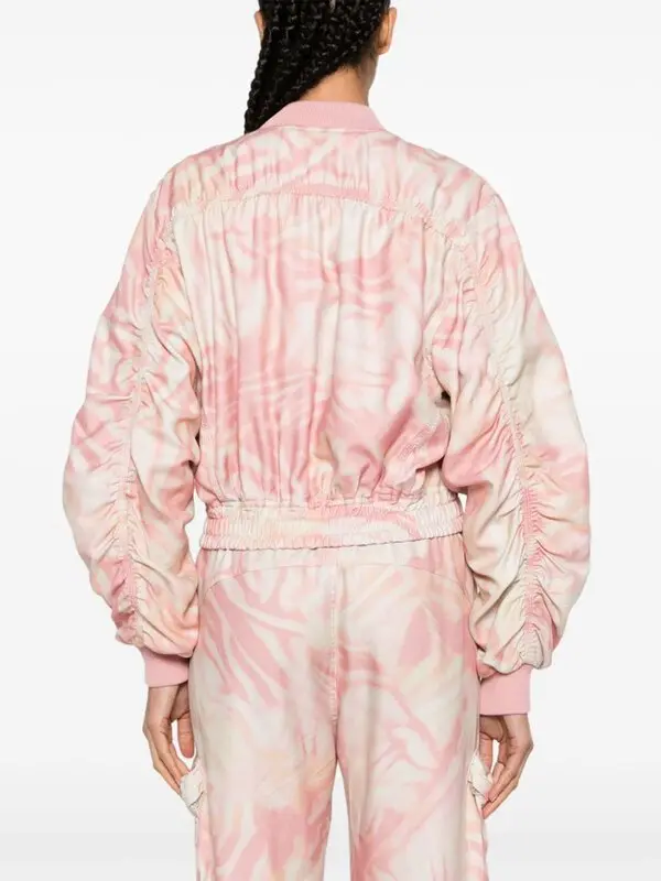 DIESEL® Abstract-print Cropped Bomber Jacket - Pink