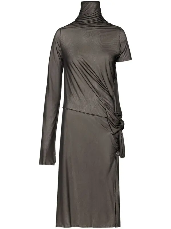 MAISON MARGIELA Asymmetric Ruched Midi Dress - Black