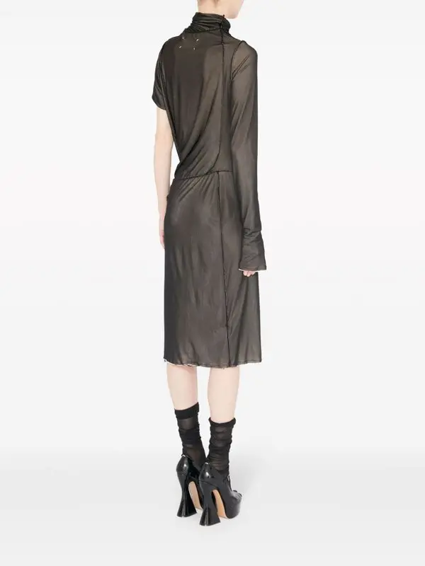 MAISON MARGIELA Asymmetric Ruched Midi Dress - Black