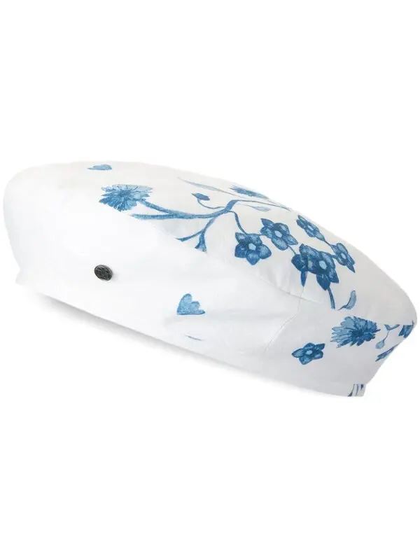 MAISON MICHEL Billy Floral-print Beret - White