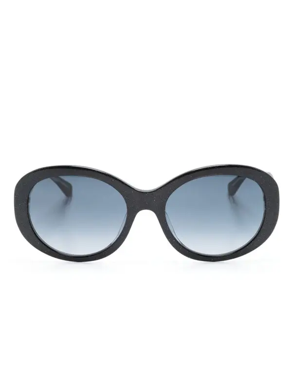 Kate Spade New York Avah Glitter-effect Oval-frame Sunglasses - Black