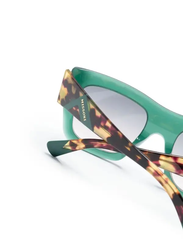 New Italian Missoni Green Frame Sunglasses with Tortoiseshell Temples Rectangular acetate sunglasses Multicoloured | Missoni main image 3