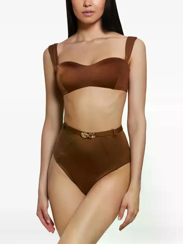 NOIRE SWIMWEAR Seashell-motif Bandeau Bikini Set - Brown