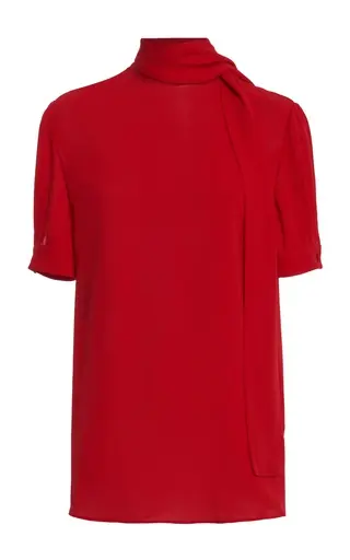 Valentino Garavani High Neck Silk Georgette Top