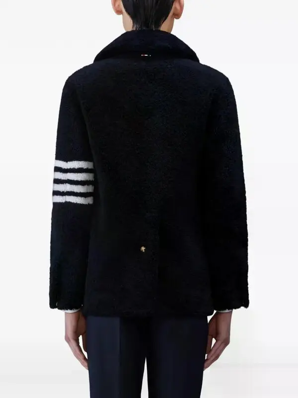 Thom Browne 4-bar Stripe Shearling Pea Coat
