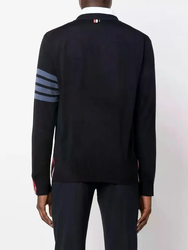 Thom Browne 4-bar V-neck Cardigan - Blue