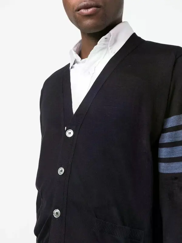 Thom Browne 4-bar V-neck Cardigan - Blue