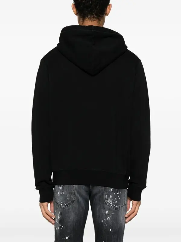 Dsquared2 Logo Print Cotton Hoodie - Black