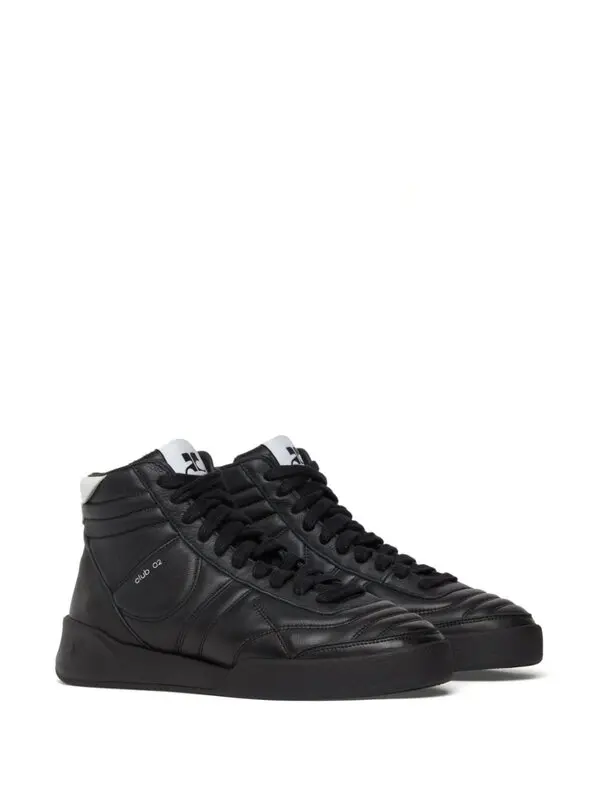 COURREGES Mid Club 02 Leather Sneakers - Black