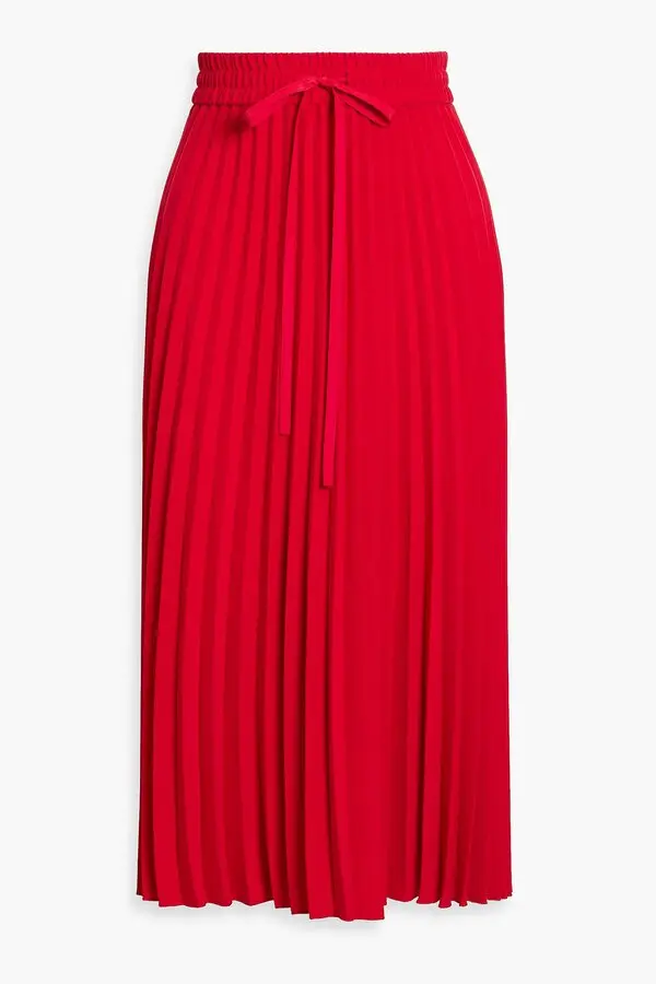 Red Valentino Pleated Crepe Midi Skirt - Red