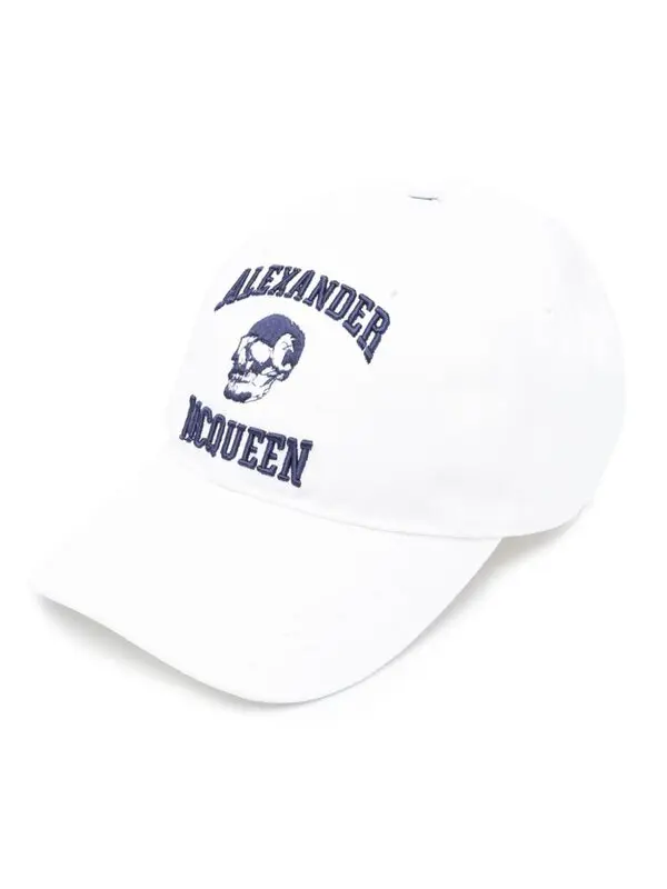 Alexander McQueen Embroidered Cotton Cap - White