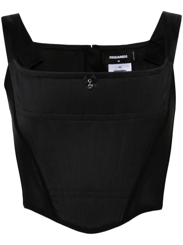 Dsquared2 Mesh-paneled Corset Top - Black