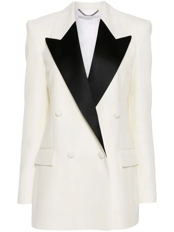 Stella McCartney Contrasting-panel Double-breasted Blazer - Neutrals