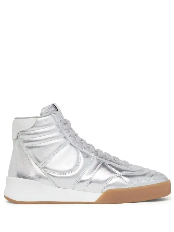 COURREGES Mid Club 02 Leather Sneakers - Silver