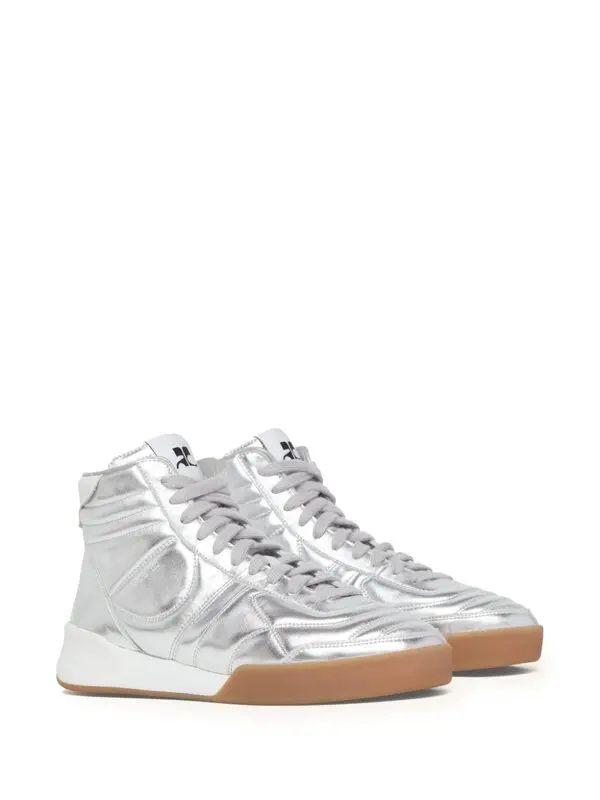 COURREGES Mid Club 02 Leather Sneakers - Silver