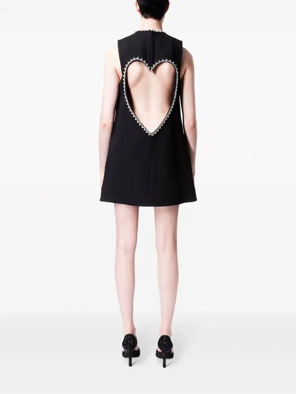 AREA Crystal-embellished Heart Mini Dress - Black