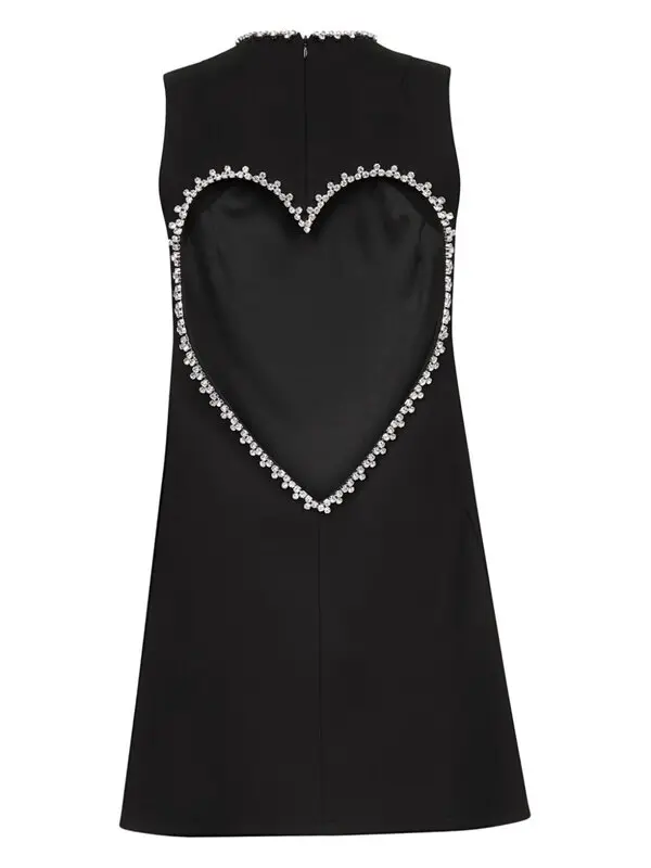 AREA Crystal-embellished Heart Mini Dress - Black