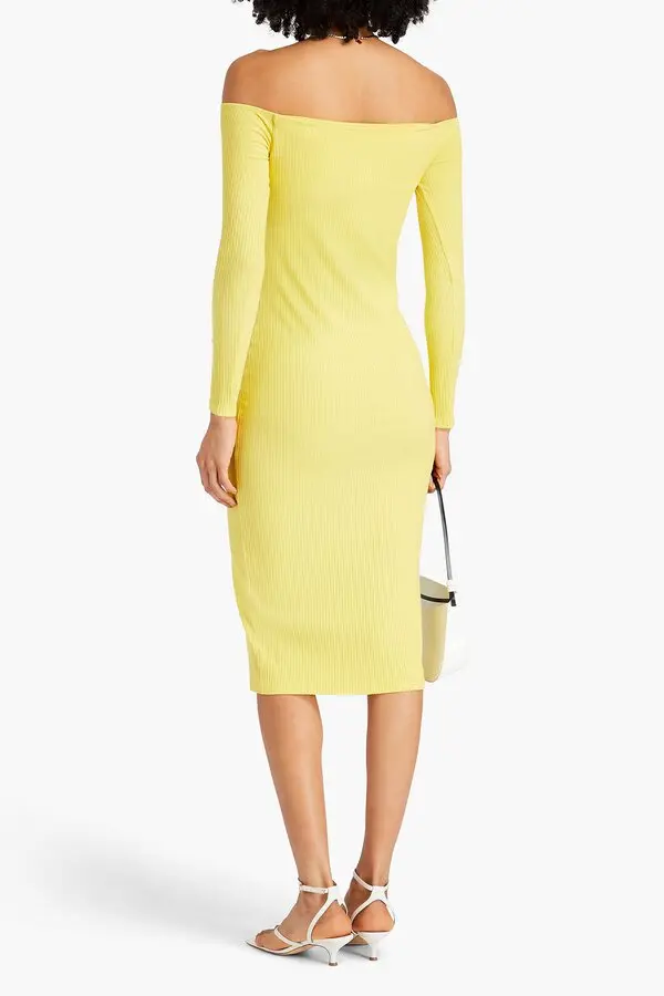enza costa strappy jersey slip dress Off-The-Shoulder Ribbed Midi In Yellow - 85% Off meta_Color:White*womens-fashion-35x30mm-14k-gold-plated-square-dress-watch-with-european-crystal-bezel