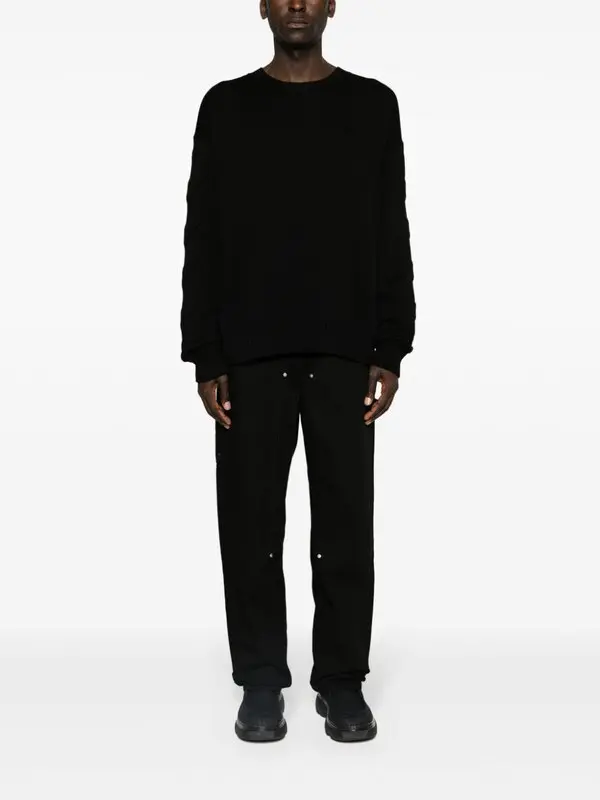 Off-White 3d Diag Ribbed-knit Jumper - Black