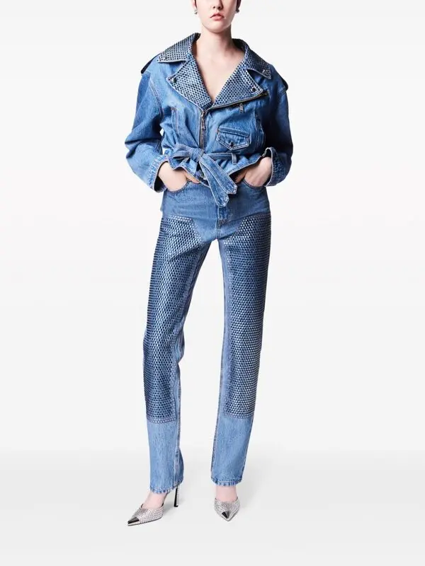AREA Crystal-embellished Straight-leg Jeans