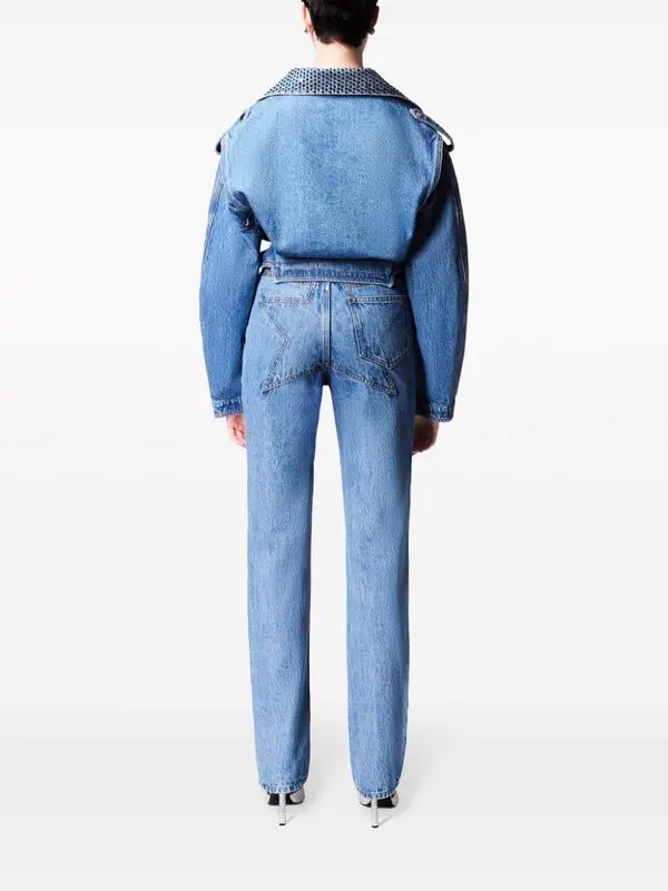 AREA Crystal-embellished Straight-leg Jeans