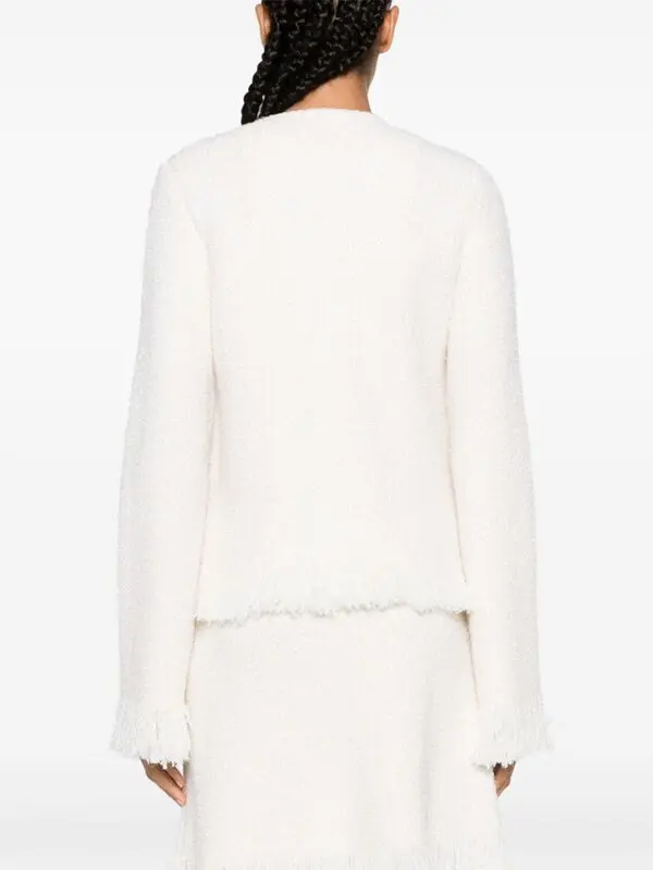 Chloé Frayed-detail Bouclé Tweed Jacket - Neutrals