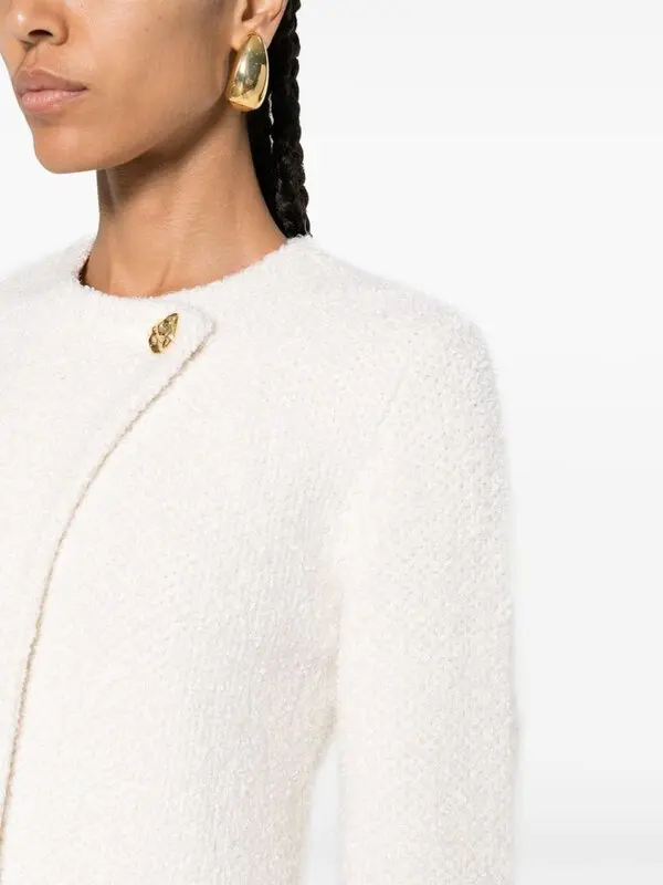 Chloé Frayed-detail Bouclé Tweed Jacket - Neutrals