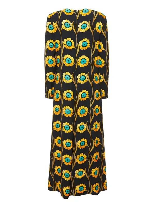 La DoubleJ Swing Floral-print Maxi Dress - Black