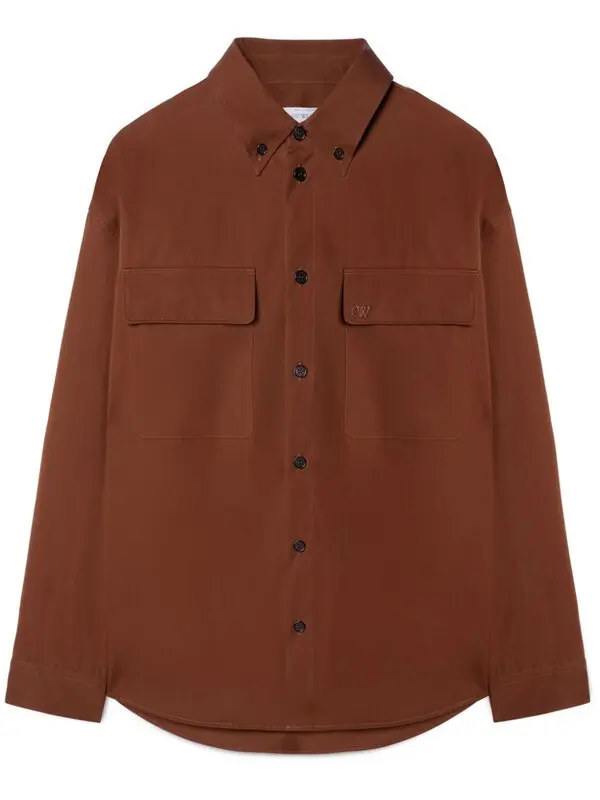 Off-White Ow Emb Cotgab Milit Shirt - Brown