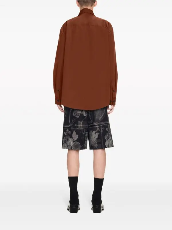 Off-White Ow Emb Cotgab Milit Shirt - Brown