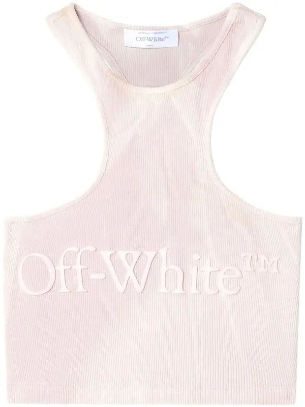 Off-White Laundry Rib Rowing Crop Top - Pink