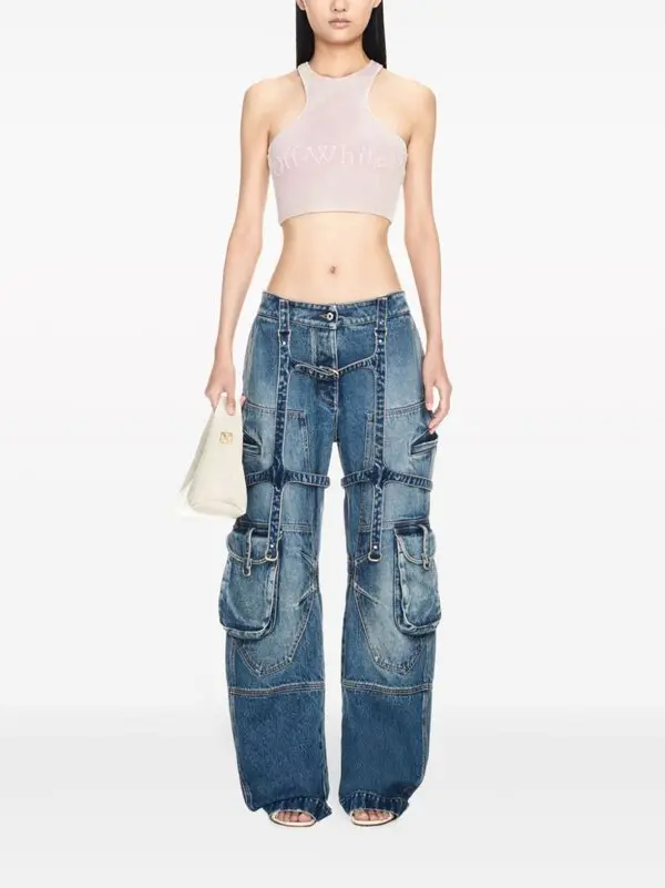 Off-White Laundry Rib Rowing Crop Top