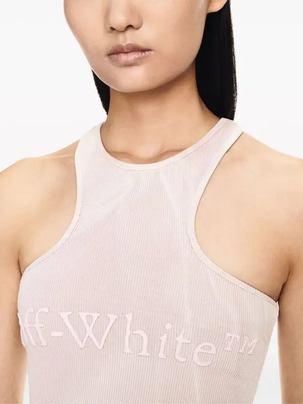 Off-White Laundry Rib Rowing Crop Top