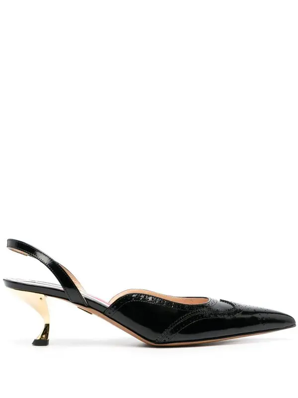 Thom Browne Smooth Calf Wingtip Slingback Heeled Pumps 50mm