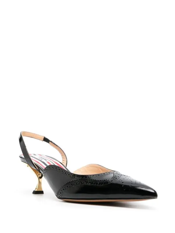 Thom Browne Smooth Calf Wingtip Slingback Heeled Pumps 50mm