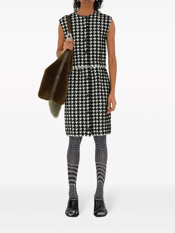Burberry Houndstooth Sleeveless Mini Dress