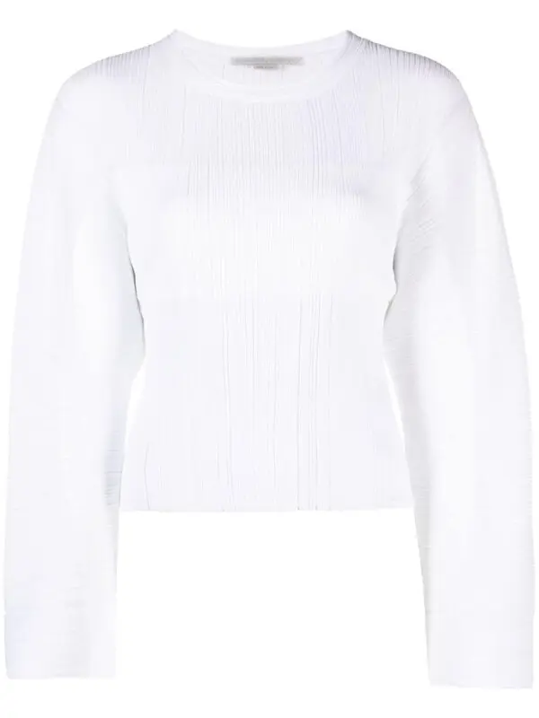 Stella McCartney Fine-knit Plissé-effect Top - White