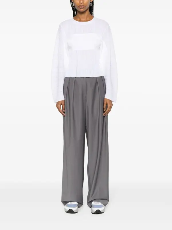 Stella McCartney Fine-knit Plissé-effect Top - White