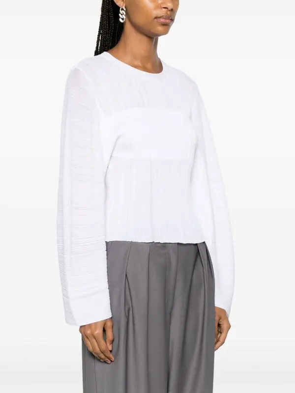 Stella McCartney Fine-knit Plissé-effect Top - White