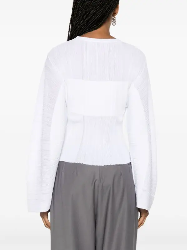 Stella McCartney Fine-knit Plissé-effect Top - White