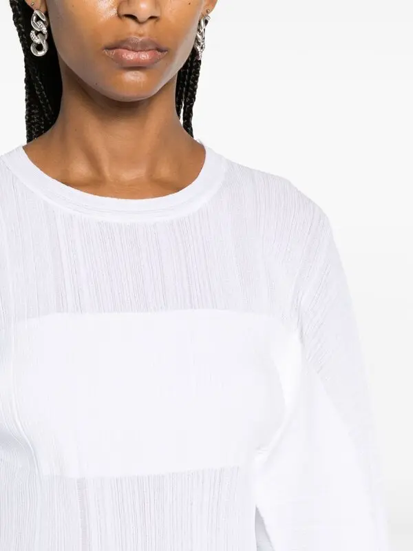 Stella McCartney Fine-knit Plissé-effect Top - White