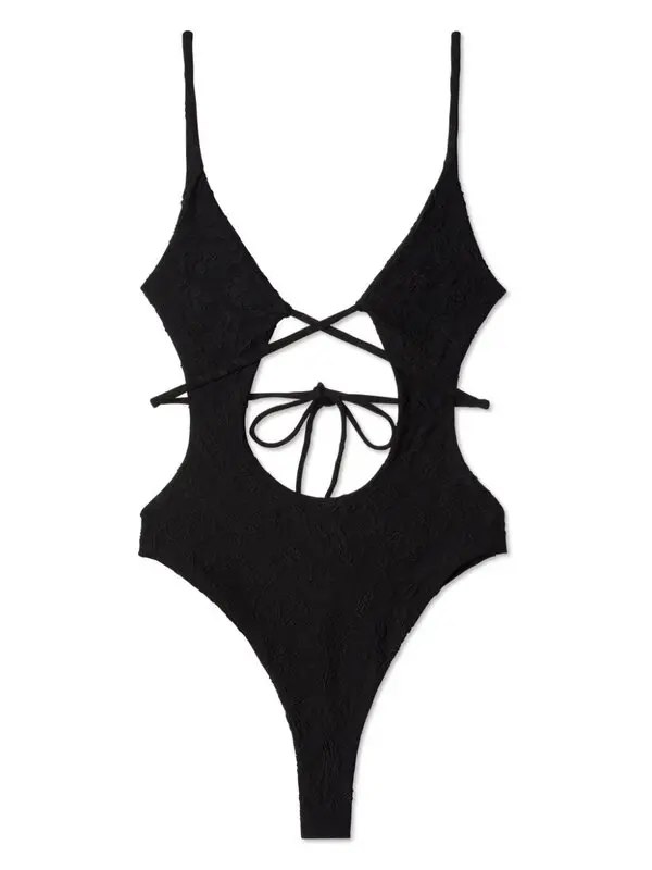 Off-White Tattoo Jacquard Swimsuit - Black