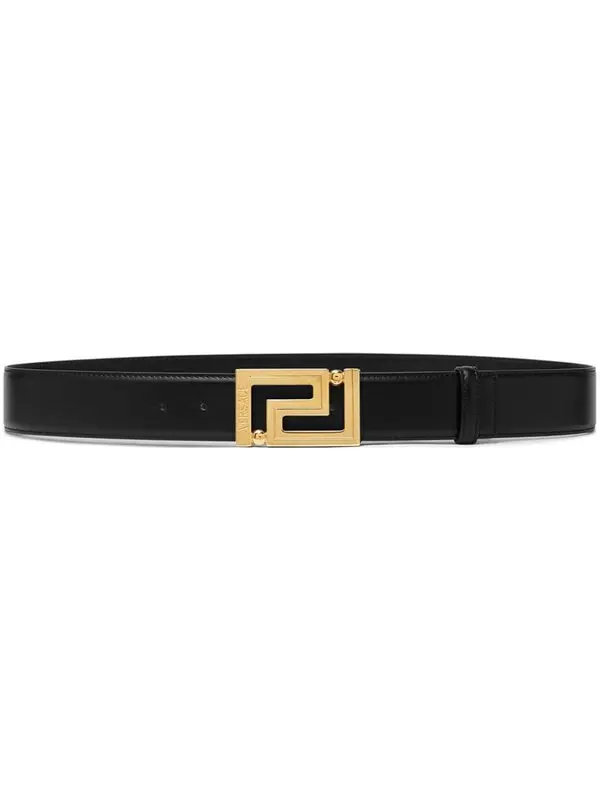 Versace Greca Leather Belt - Black