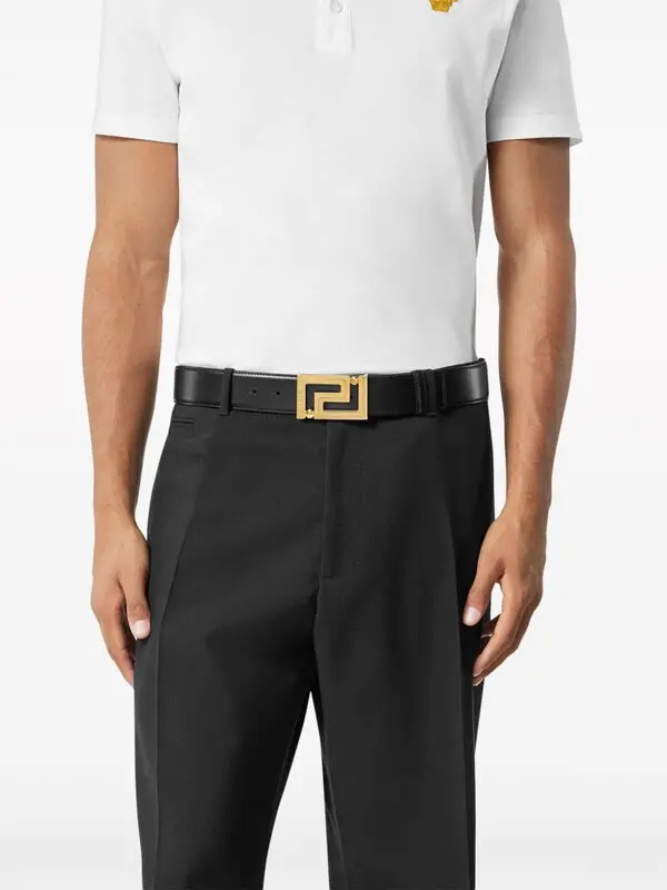 Versace Greca Leather Belt - Black