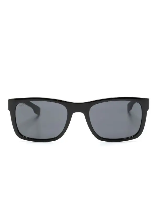 BOSS Square Frame Sunglasses With Embossed Logo - Black