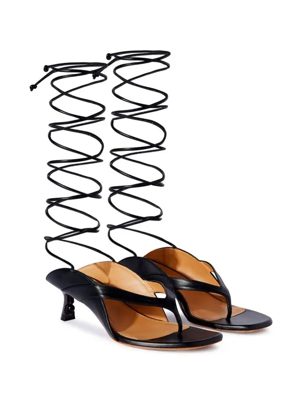 Off-White Lollipop Leather Sandals - Black
