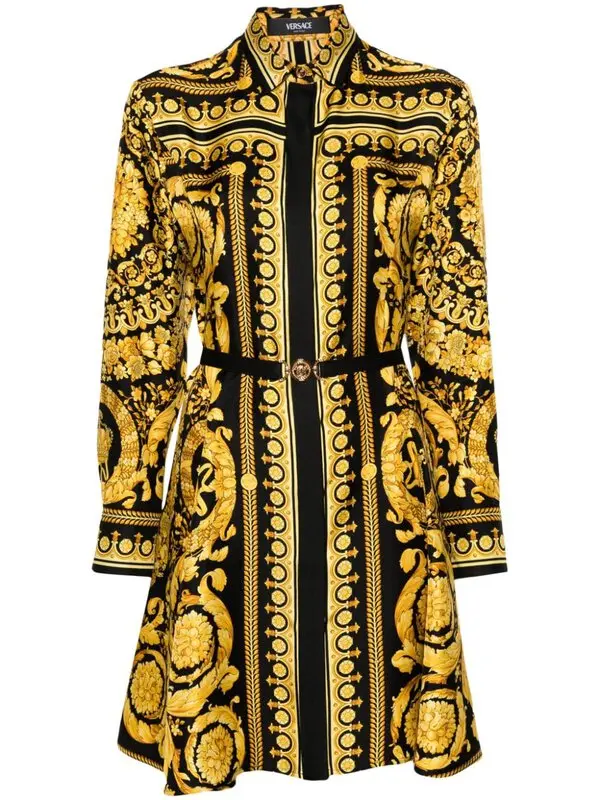 Versace Heritage Baroque-print Minidress - Black