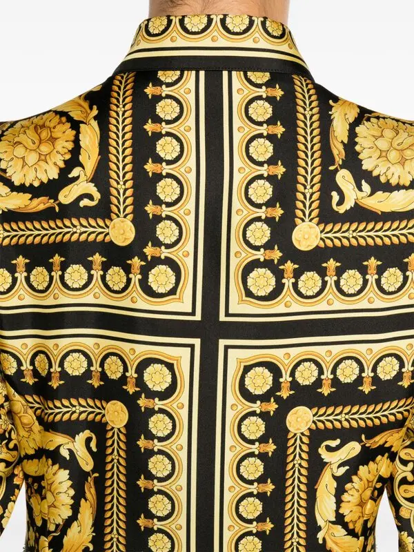 Versace Heritage Baroque-print Silk Mini Dress - Black